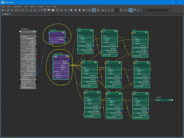 Mayaでシュルシュルとのび~るspline IK(IK spline) | いのぽあ CG and GAME blog